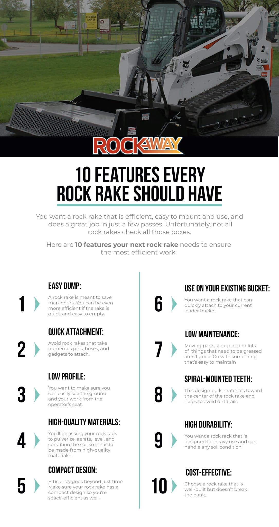 Rockaway Skid Steer Landscape Rake | Rock Rake for Skid Steer